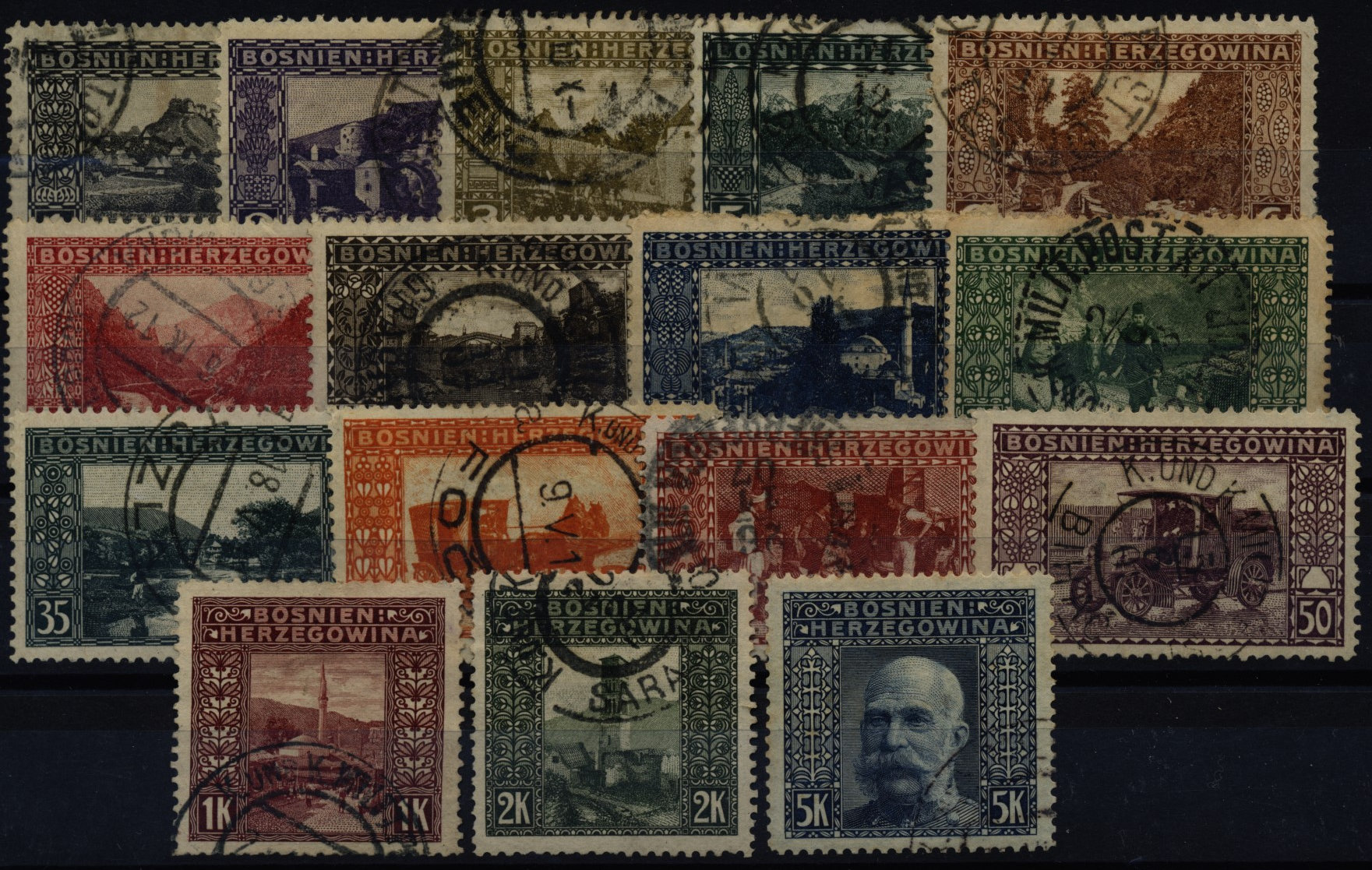 BOSNIA 1906 ANK 29-44, set, timbrato, cat:120,-