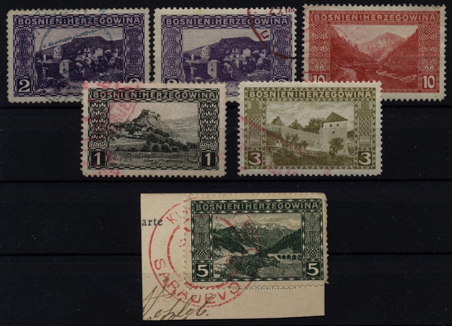 BOSNIA 1906 ANK 29-44, 6 pz. Con TIMBRI ROSSI! Kat: circa 90,-